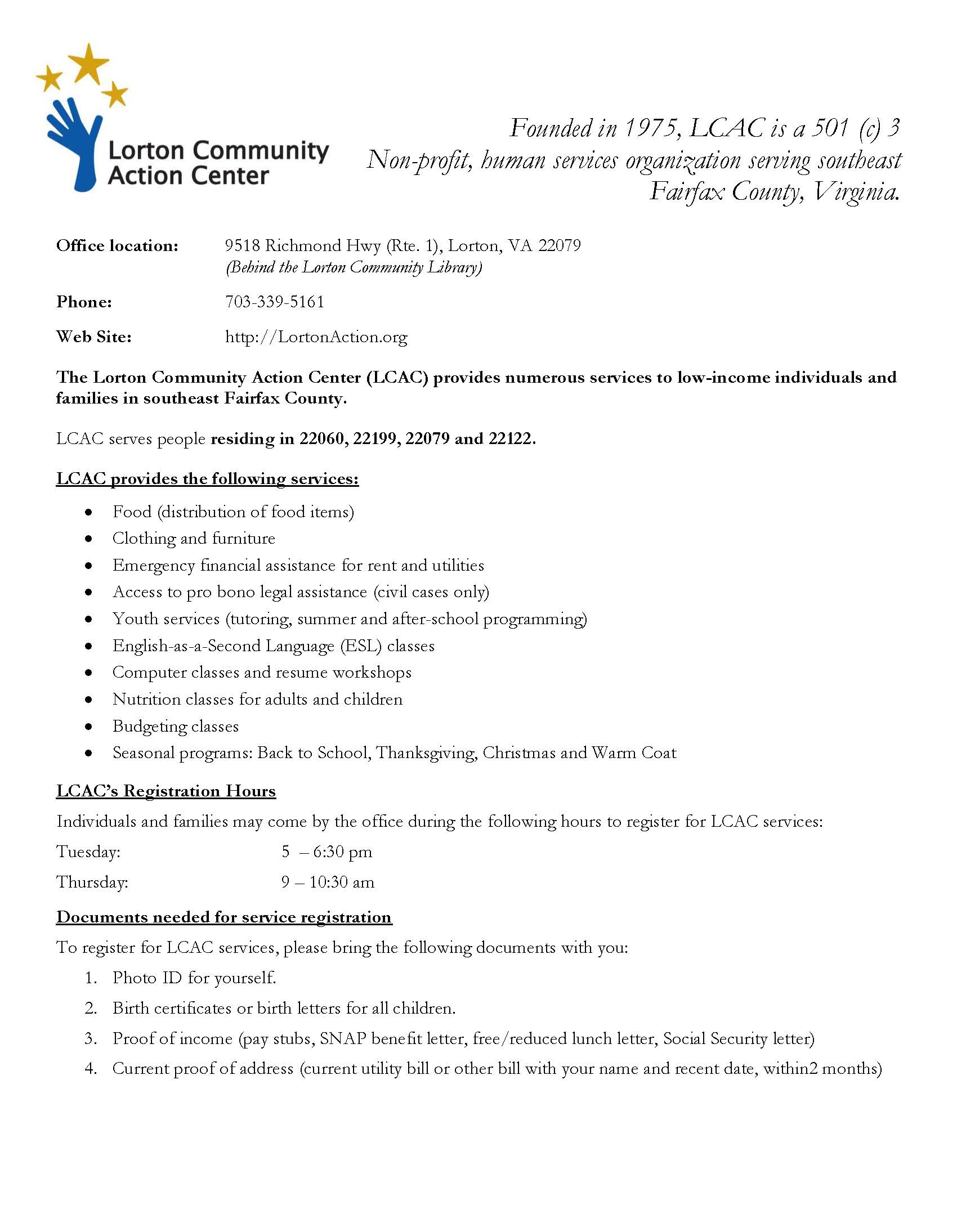 Register for Services | LCAC